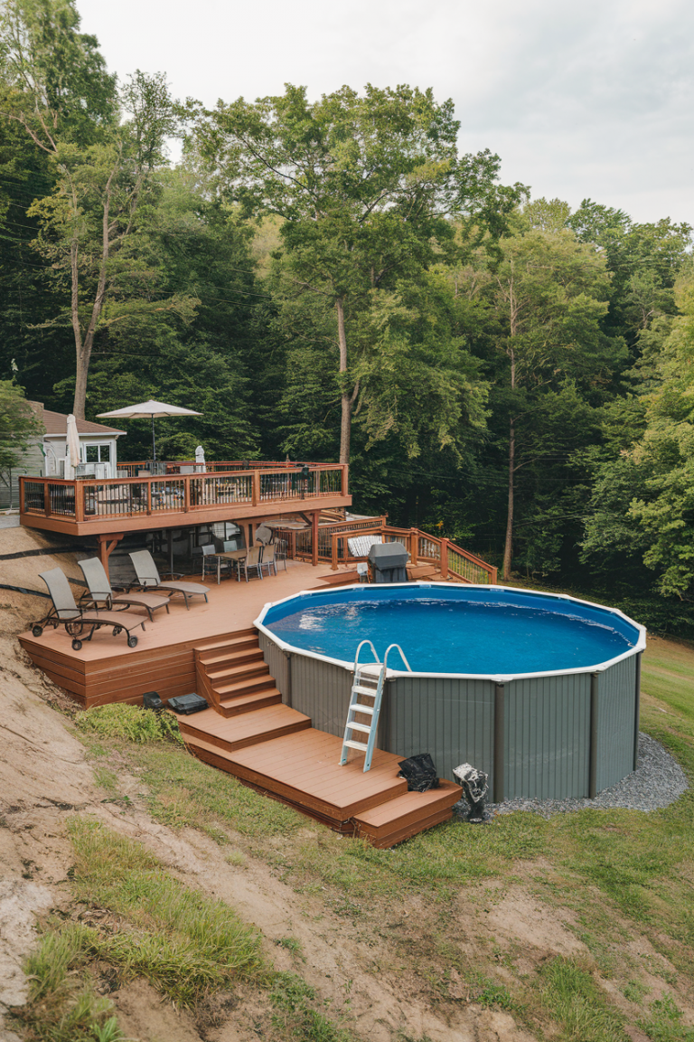 37 Above Ground Pool Deck Ideas for DIY Builds, Small Yards, Budget ...