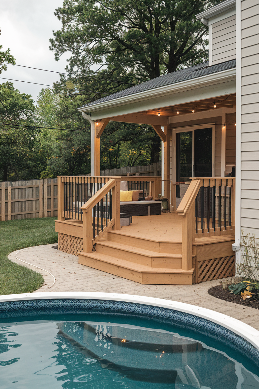 37 Above Ground Pool Deck Ideas for DIY Builds, Small Yards, Budget ...