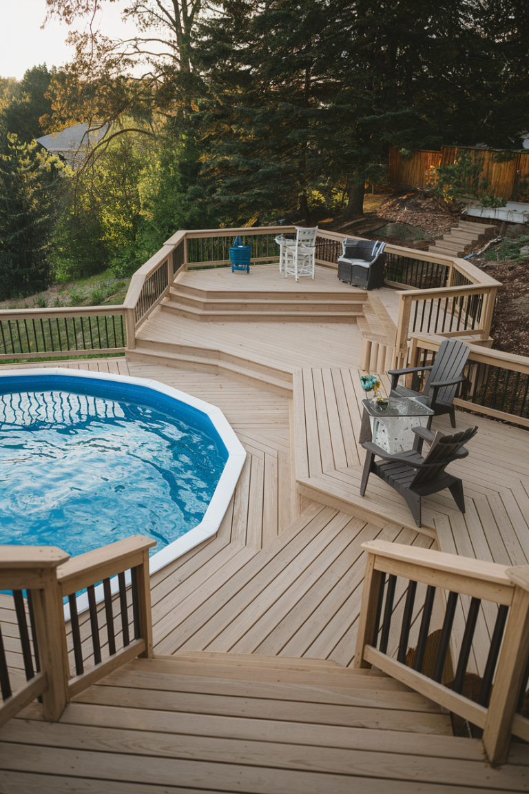 37 Above Ground Pool Deck Ideas for DIY Builds, Small Yards, Budget ...