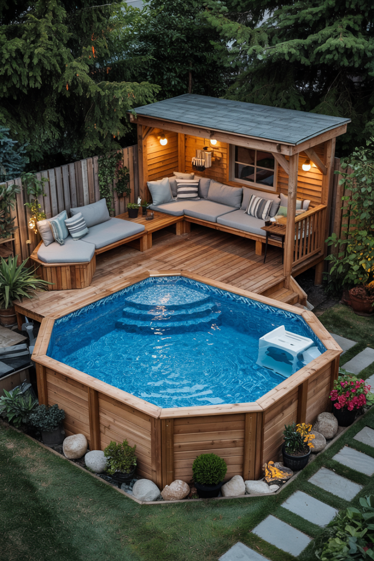Above Ground Pool Deck Ideas 2025 with DIY Styles for Sloped Yards and ...
