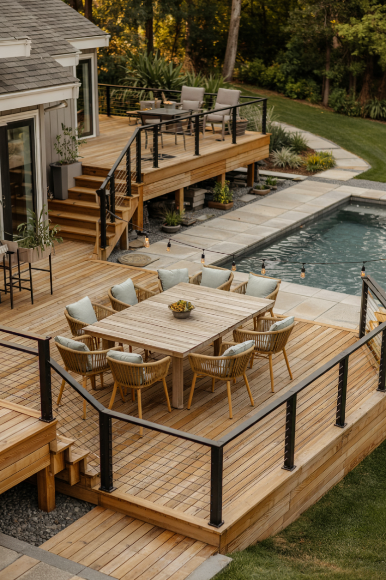 Above Ground Pool Deck Ideas 2025 with DIY Styles for Sloped Yards and Attached Layouts