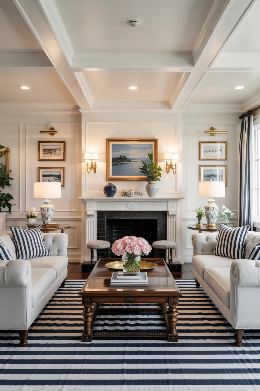 Coastal Living Room 2025 trends with cozy modern ideas rugs blue decor ...
