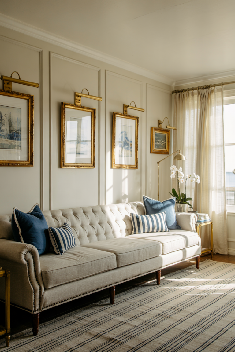 Coastal Living Room 2025 trends with cozy modern ideas rugs blue decor ...