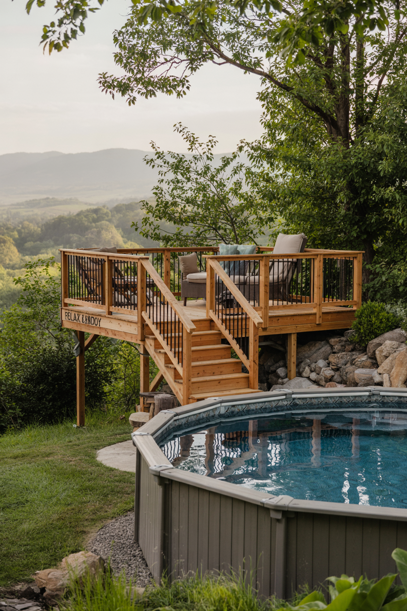 Above Ground Pool Deck Ideas 2025 with DIY Styles for Sloped Yards and Attached Layouts