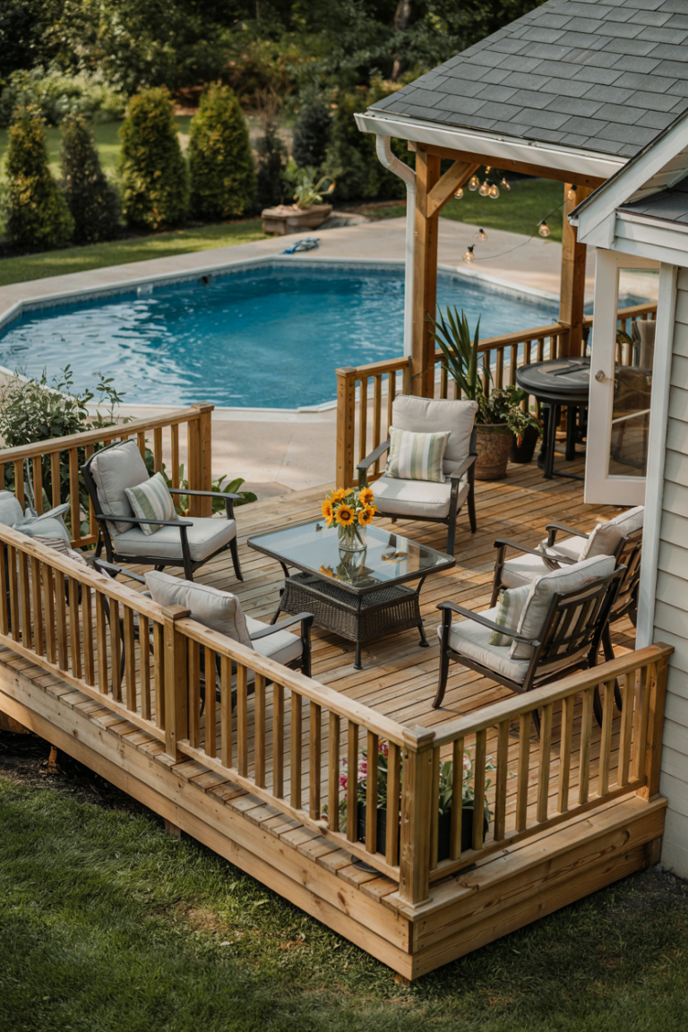 Above Ground Pool Deck Ideas 2025 with DIY Styles for Sloped Yards and Attached Layouts