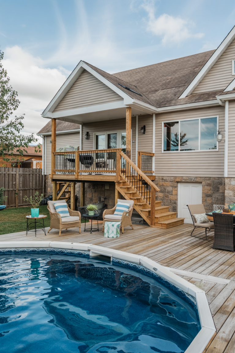 Above Ground Pool Deck Ideas 2025 with DIY Styles for Sloped Yards and Attached Layouts