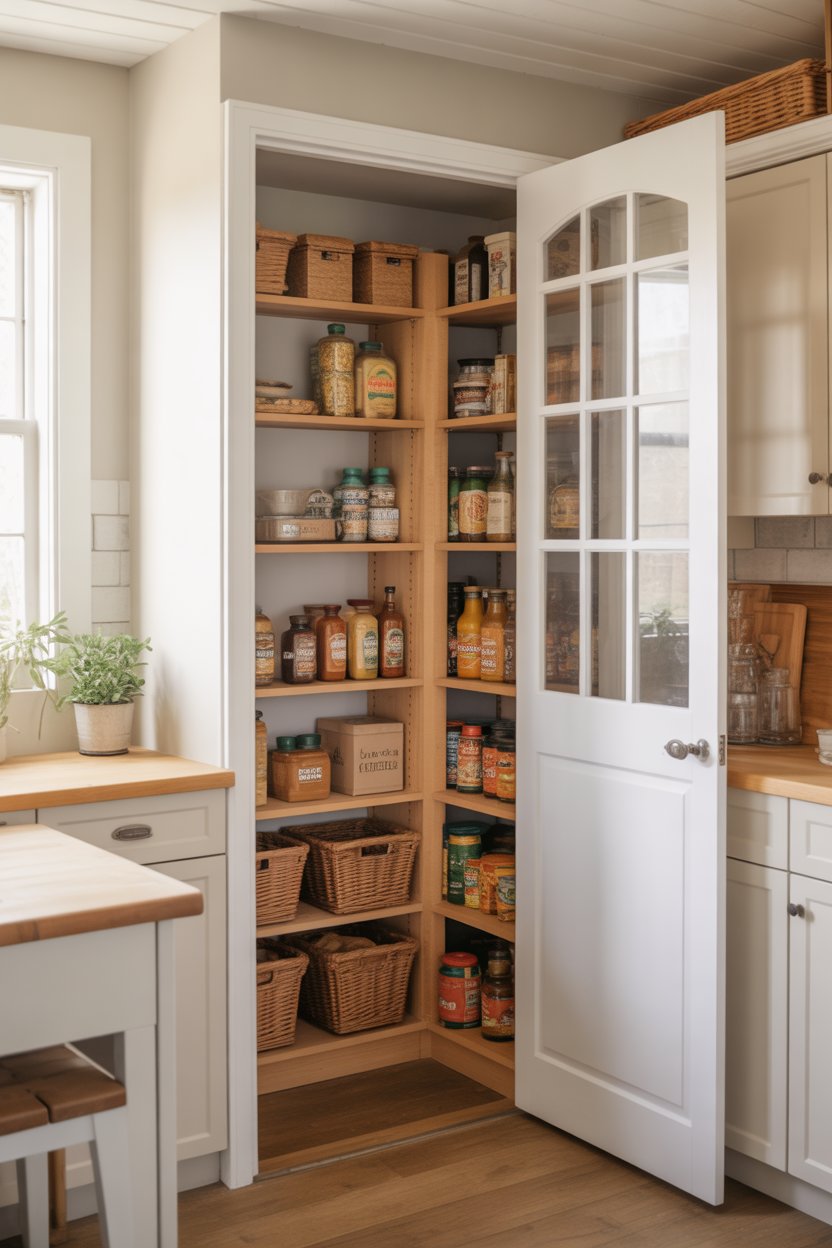 34 Corner Kitchen Pantry Ideas for Smart Storage Layouts With Built In ...