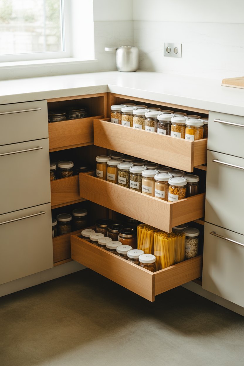 34 Corner Kitchen Pantry Ideas for Smart Storage Layouts With Built In ...