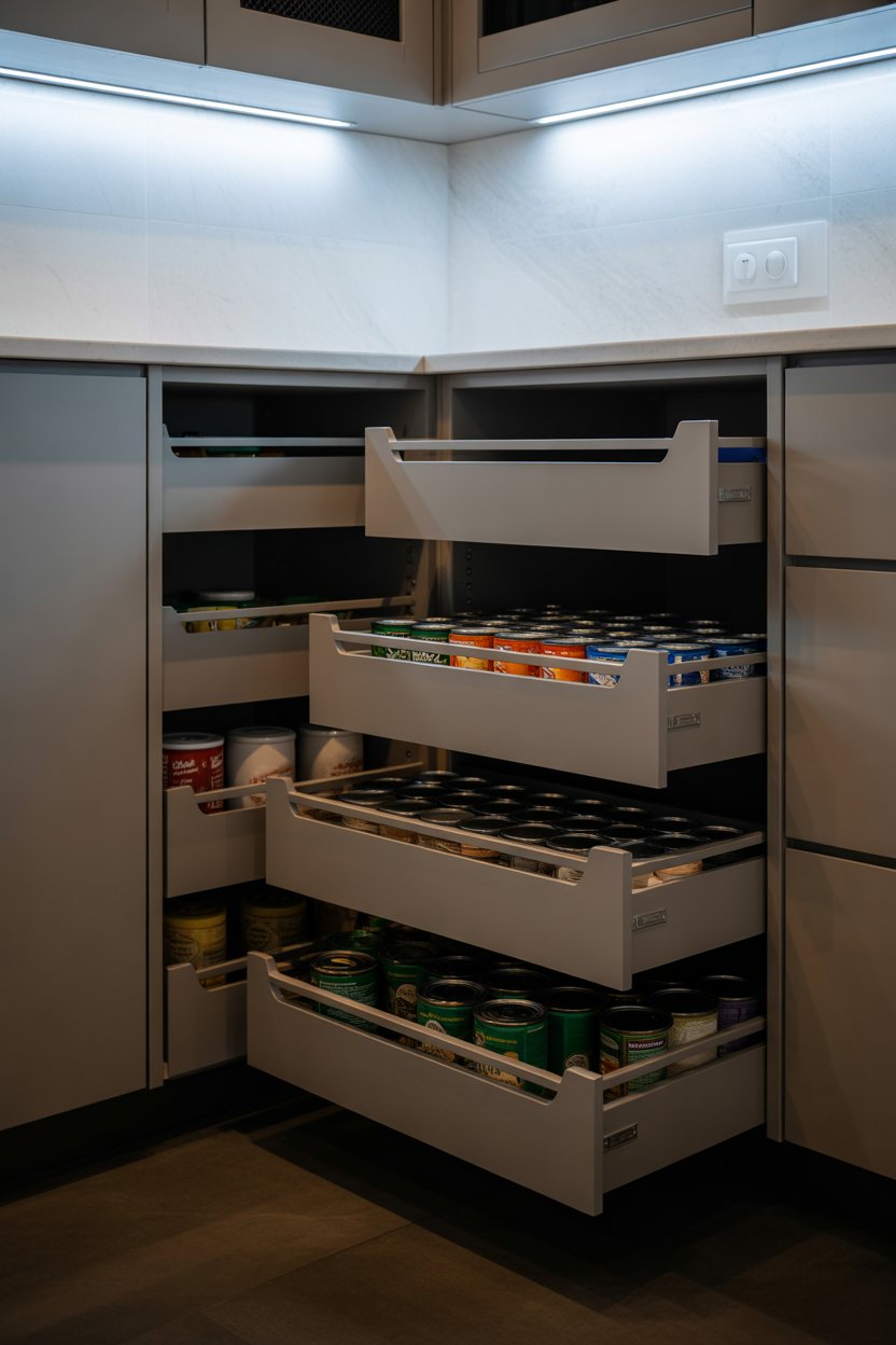 34 Corner Kitchen Pantry Ideas for Smart Storage Layouts With Built In ...