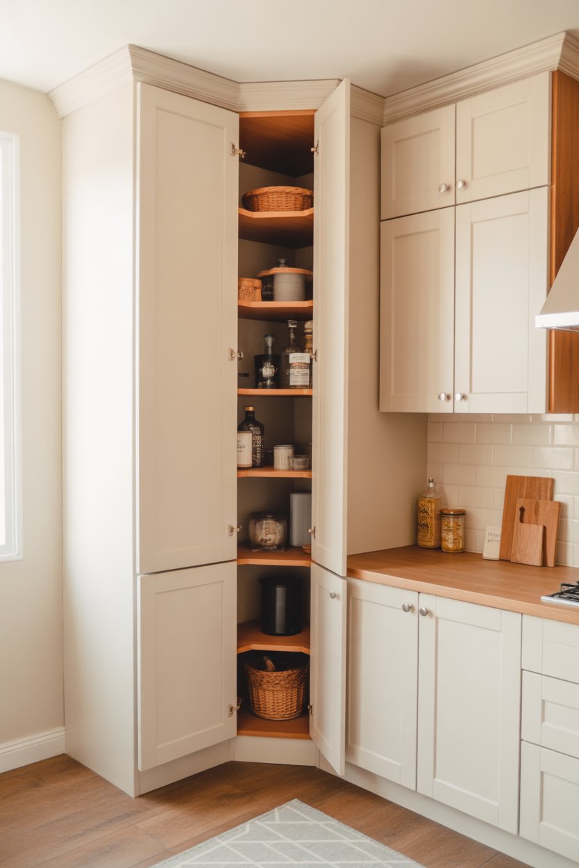 34 Corner Kitchen Pantry Ideas for Smart Storage Layouts With Built In ...